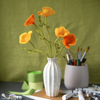 Crepe Paper Icelandic Poppies Commercial Use Pattern - Felt Paper Scissors