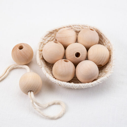 Lia Griffith Natural Wood Macrame Beads - 1.5"