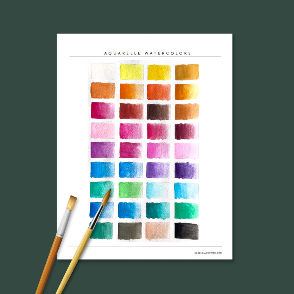 Watercolors Swatch Sheet (Free Download) - Felt Paper Scissors